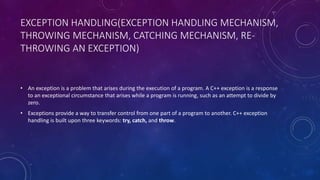 OOPs & C++(UNIT 5) | PPTX | Programming Languages | Computing