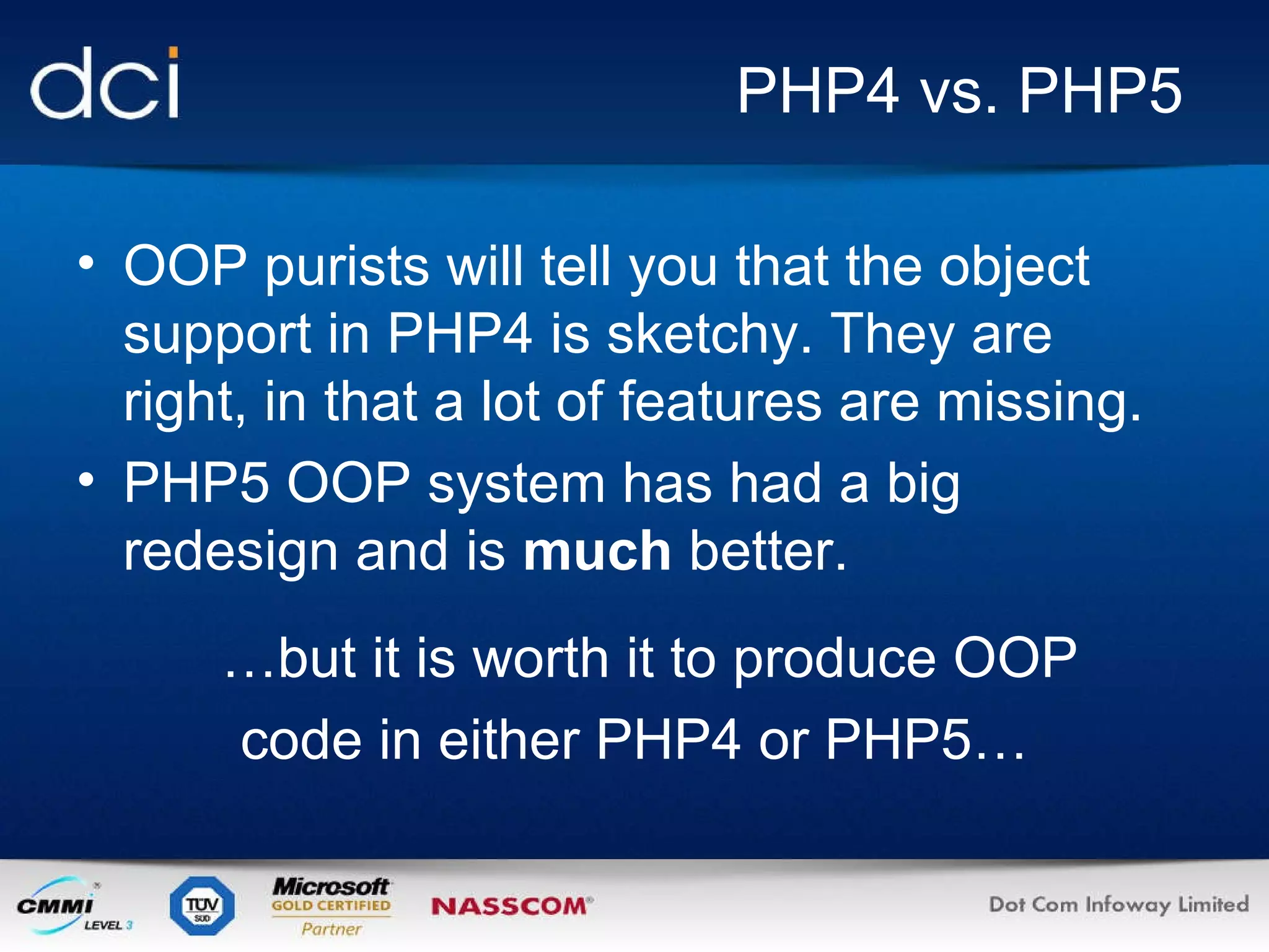 PHP Classes and OOPS Concept | PPT | Programming Languages | Computing