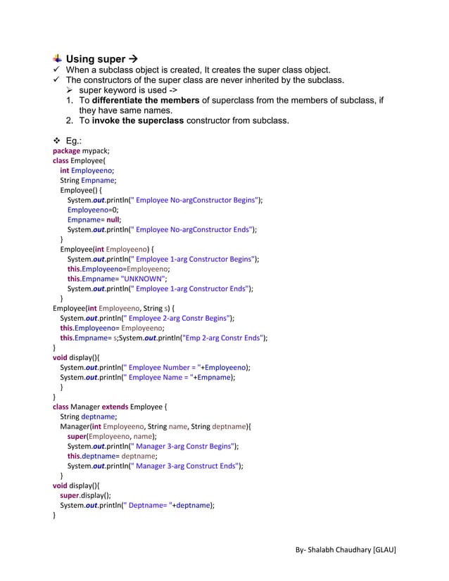 OOPs & Inheritance Notes | PDF