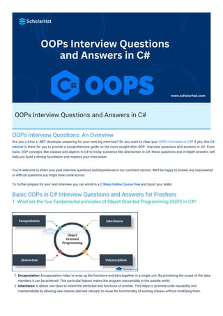 OOPs Interview Questions PDF By ScholarHat | PDF