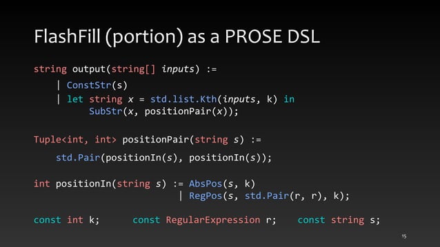 Microsoft PROSE SDK: A Framework for Inductive Program Synthesis | PPT
