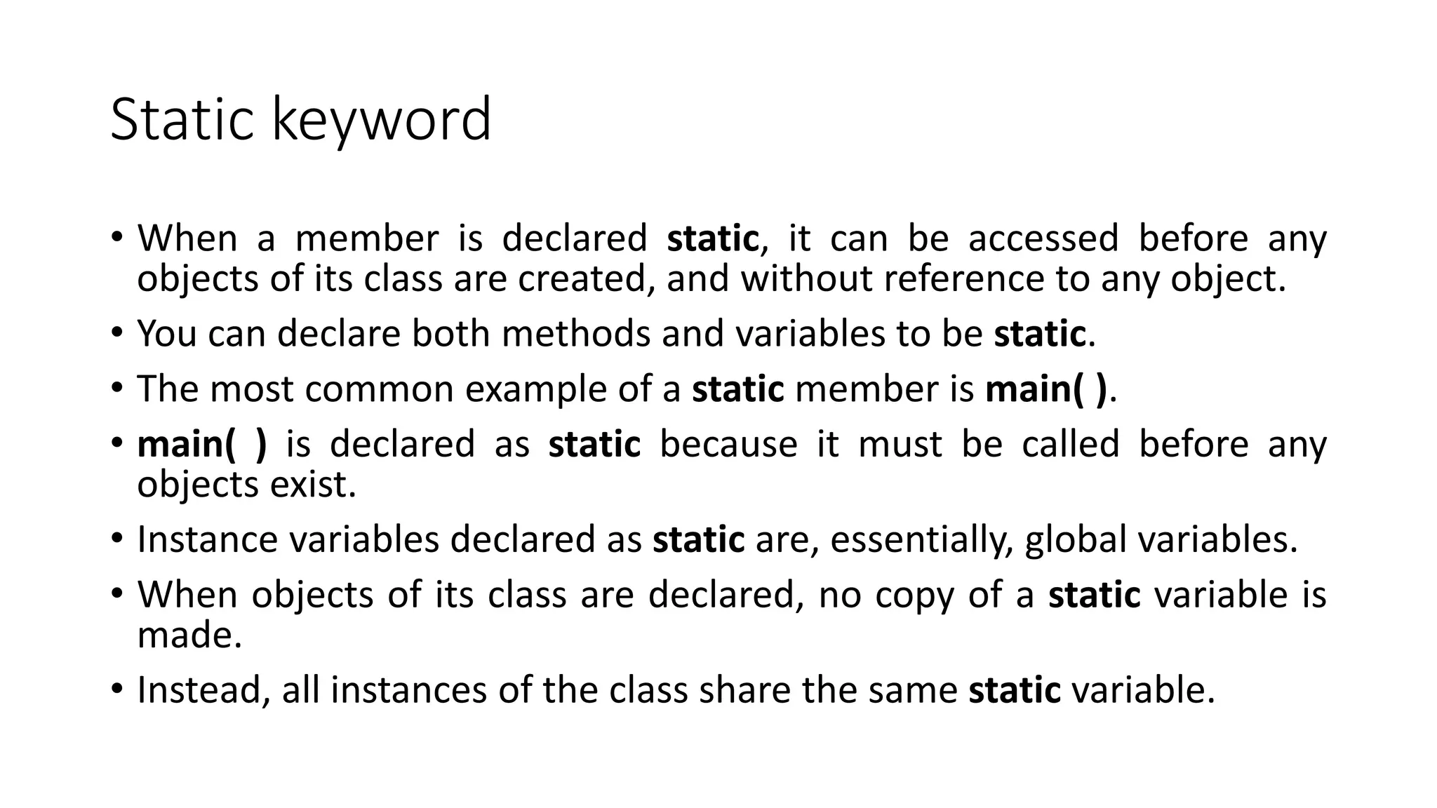 OOPs_Lecture 09_Argument Passing, static members.pptx | Programming Languages | Computing