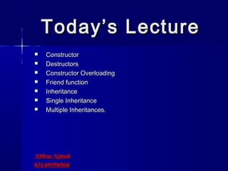 Oop Constructor Destructors Constructor Overloading lecture 2 | PPT