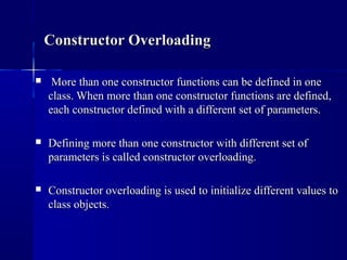 Oop Constructor Destructors Constructor Overloading lecture 2 | PPT