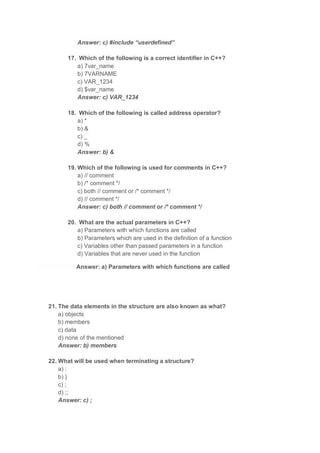 200 mcq c++(Ankit dubey) | PDF