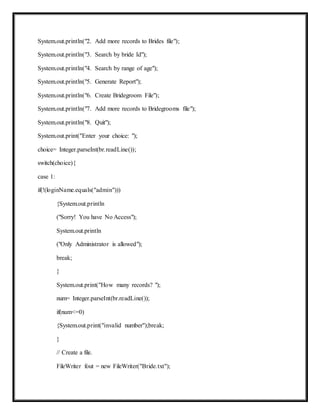 A JAVA project on Marriage bureau management system | DOCX