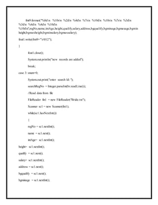 A JAVA project on Marriage bureau management system | DOCX
