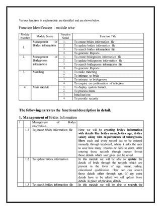 A JAVA project on Marriage bureau management system | DOCX