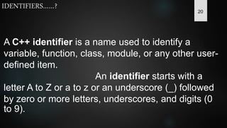 Literals, primitive datatypes, variables, expressions, identifiers | PPT