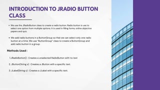 jubtton class, check boxes and radio buttons in java | PDF