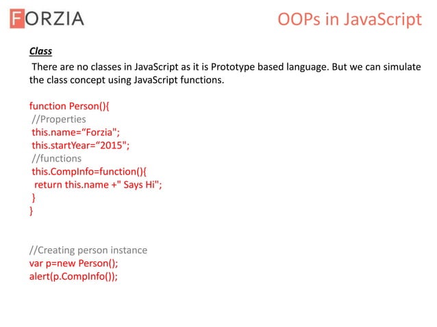 Object Oriented Programming In JavaScript | PPTX | Web Development | Internet