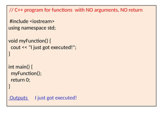 OOPS PROGRAM for the clarity of functions in c++ | PPT | Free Download
