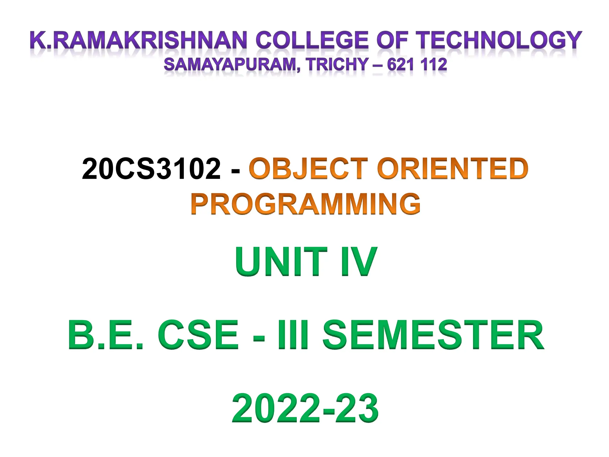 Oops Object Oriented Programming Unit 4pptx Operating Systems