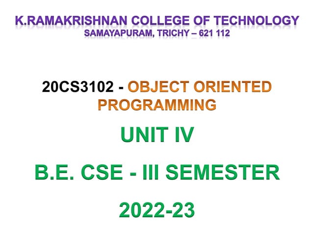 OOPS object oriented programming UNIT-4.pptx | Operating Systems | Computer Software and ...