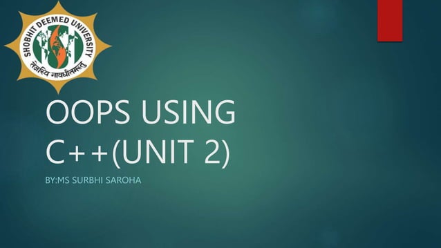 Oops Using C Unit 2 Ppt