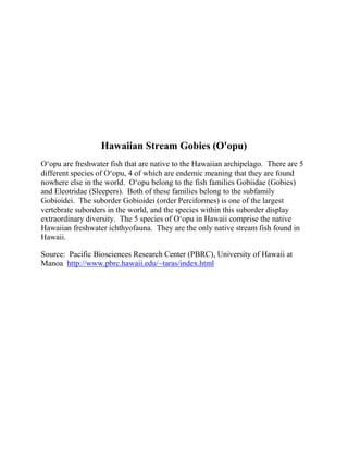 O`opu - Migration from stream to sea and return - Human impact on ...