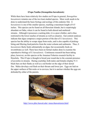 O`opu - Migration from stream to sea and return - Human impact on ...