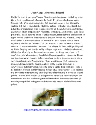 O`opu - Migration from stream to sea and return - Human impact on ...