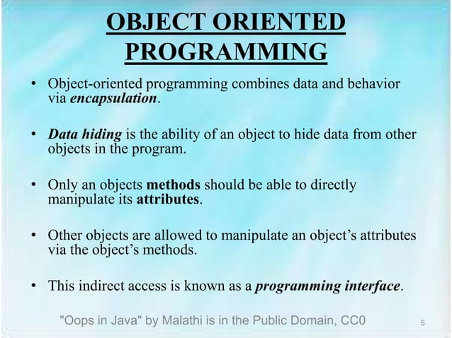 Oops In Java Ppt Programming Languages Computing