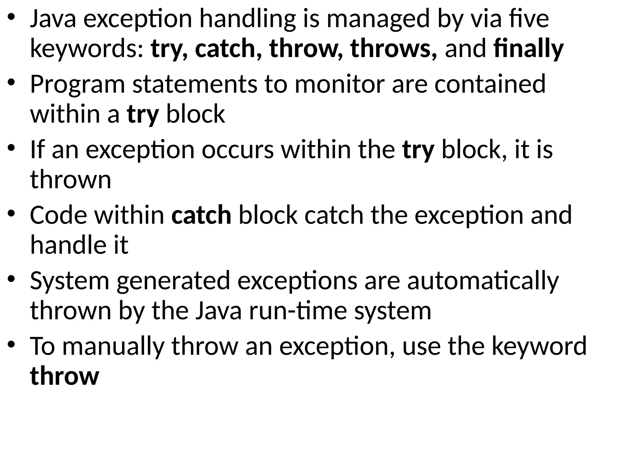 Exceptions-exception hierarchy-throwing and catching | PPTX