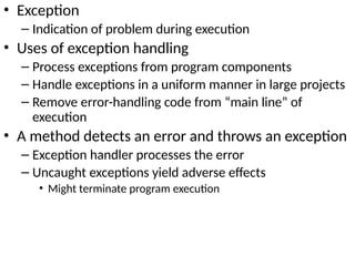 Exceptions-exception hierarchy-throwing and catching | PPTX