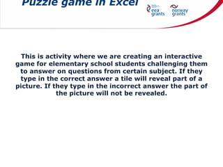 Assesment through MS Excel- Making Puzzle | PPTX | Games and Puzzles ...