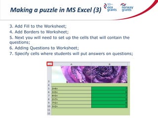 Assesment through MS Excel- Making Puzzle | PPTX