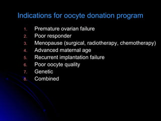 Oocyte Donation; Factors Influencing The Outcome | PPT | Pregnancy ...