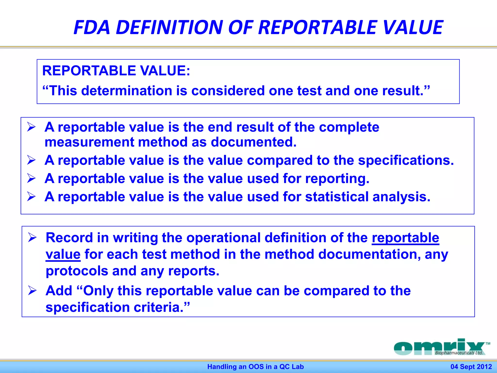 Handling an OOS in a QC Lab | PDF