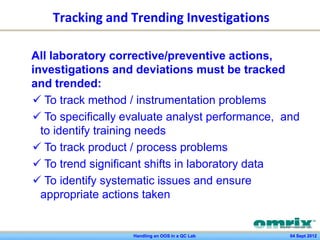 Handling an OOS in a QC Lab | PDF
