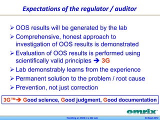 Handling an OOS in a QC Lab | PDF