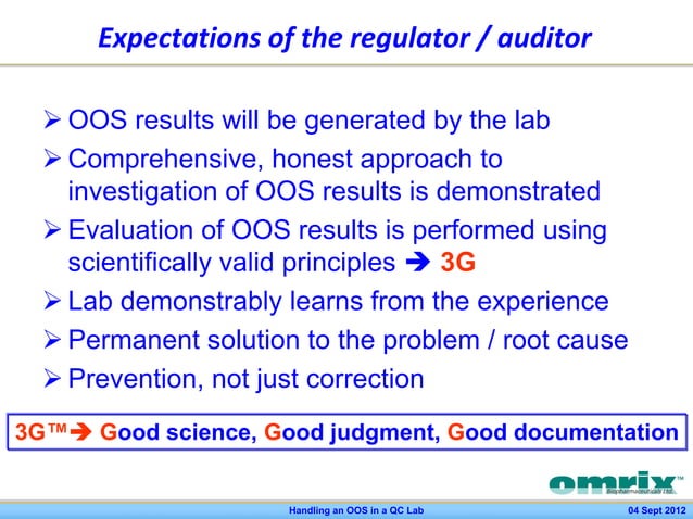 Handling an OOS in a QC Lab | PDF