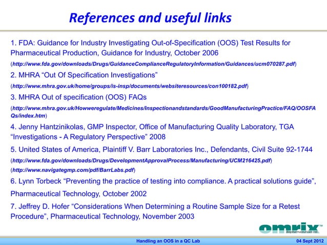 Handling an OOS in a QC Lab | PDF