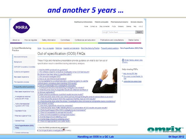 Handling an OOS in a QC Lab | PDF