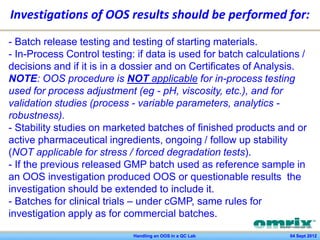 Handling an OOS in a QC Lab | PDF