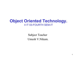 Object Oriented Technologies | PPT