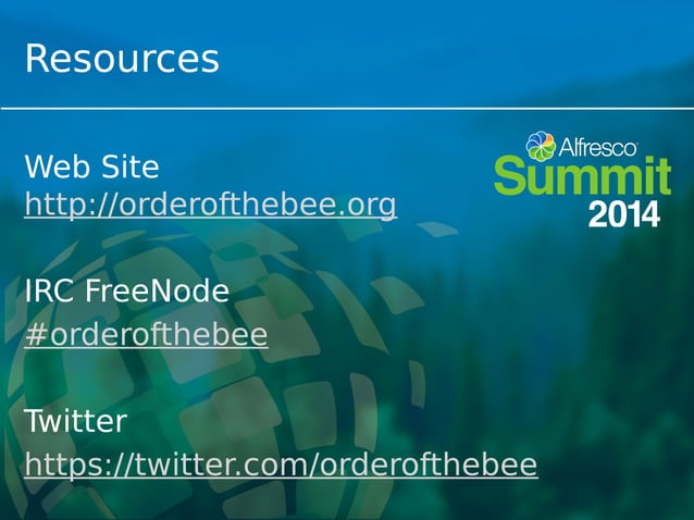 Order Of the Bee introduction at Alfresco Summit 2014 | PPT