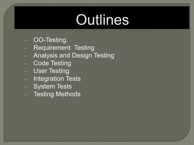 Object Oriented Testingoot Presentation Slides Pptx Standardized Testing Educational