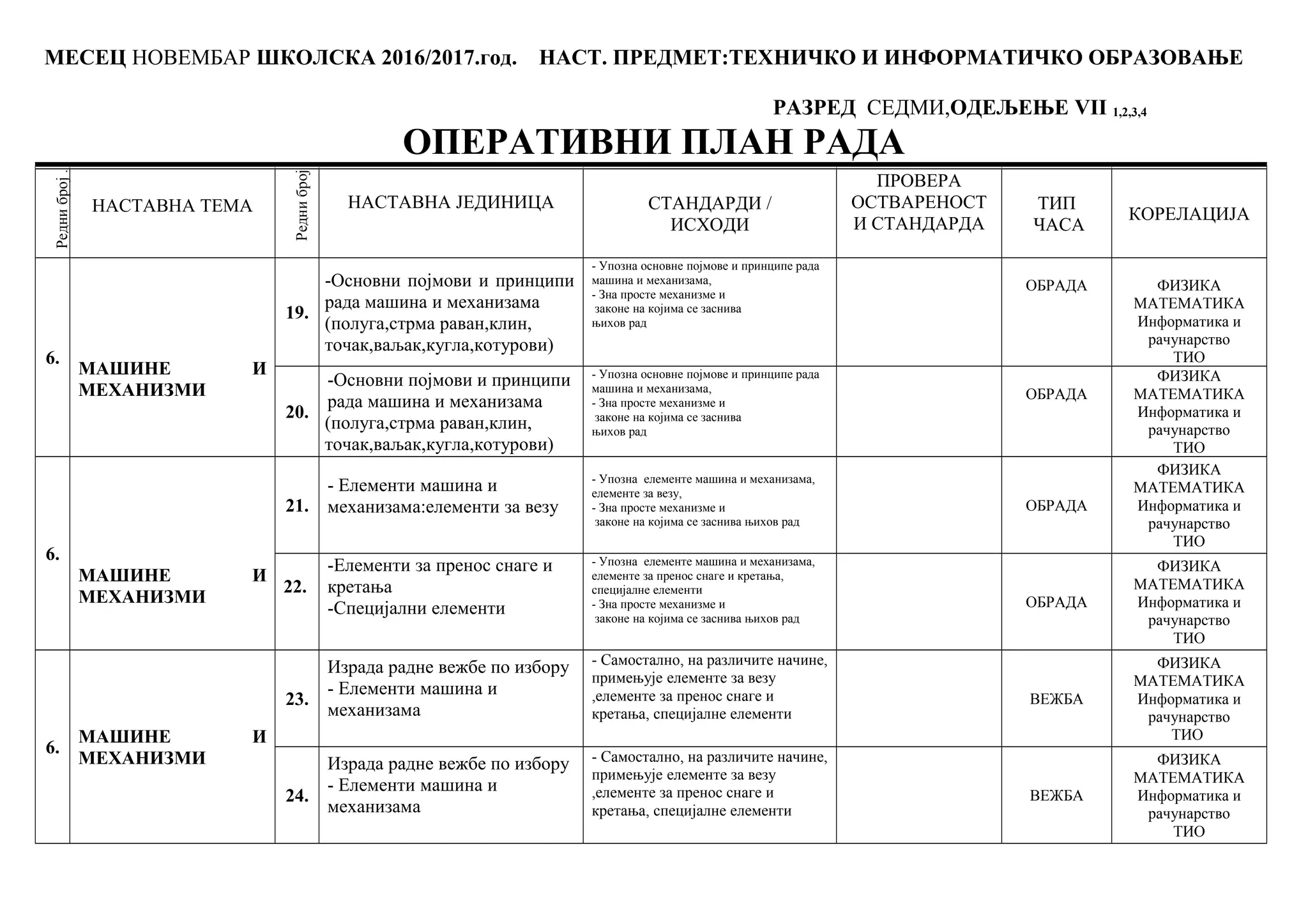 Op. plan za 7 razred 2016 17 | PPT