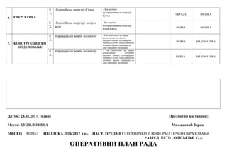 Op.plan za 5 razred 2016 17 | DOC
