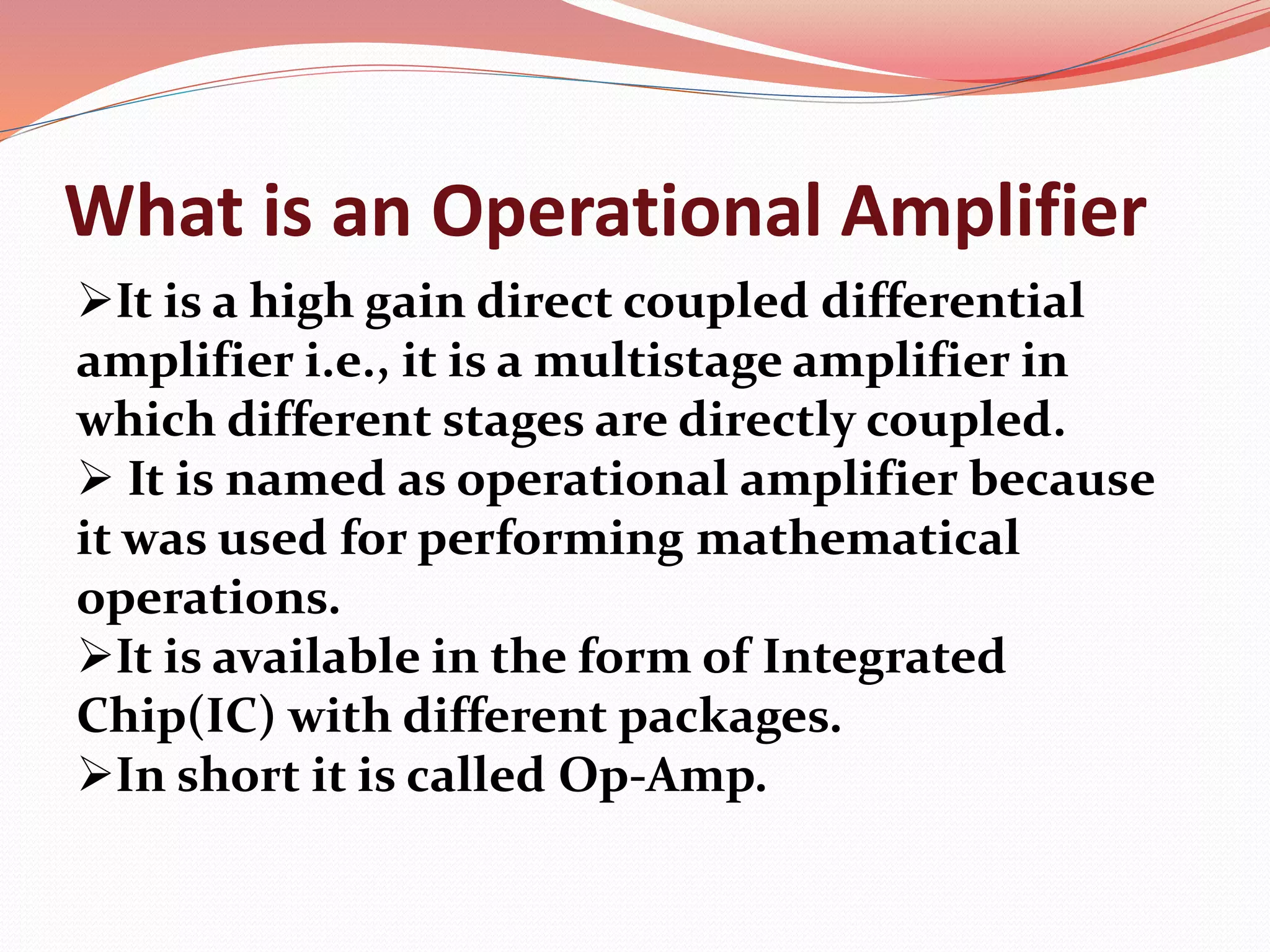 Operational Amplifier Basics | PPTX