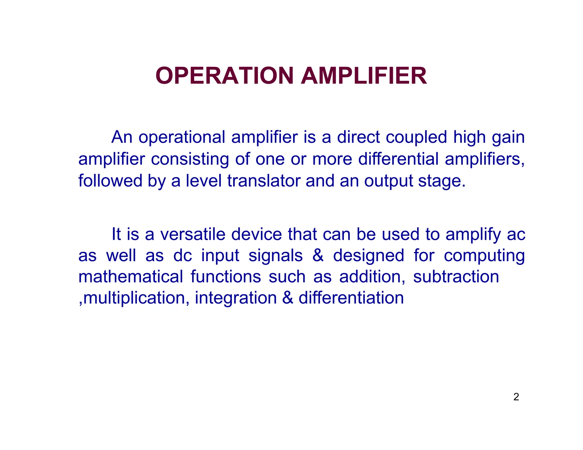 operational amplifiers basic - introduction | PDF