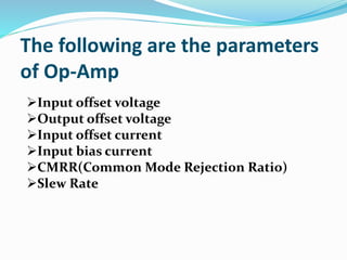 Operational amplifier parameters | PPTX