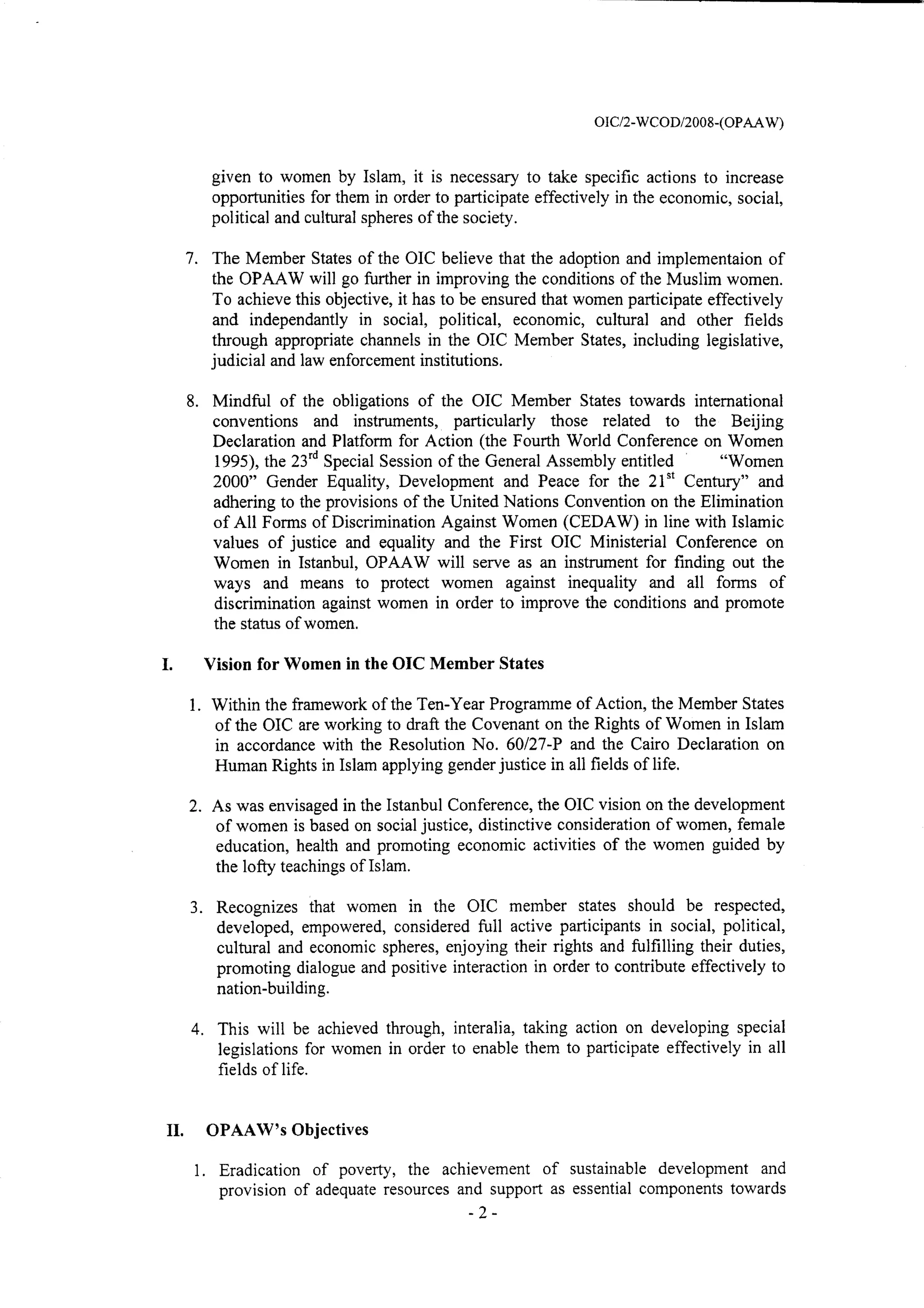 OIC Plan of Action for Advancement of Women 2010_english | PDF