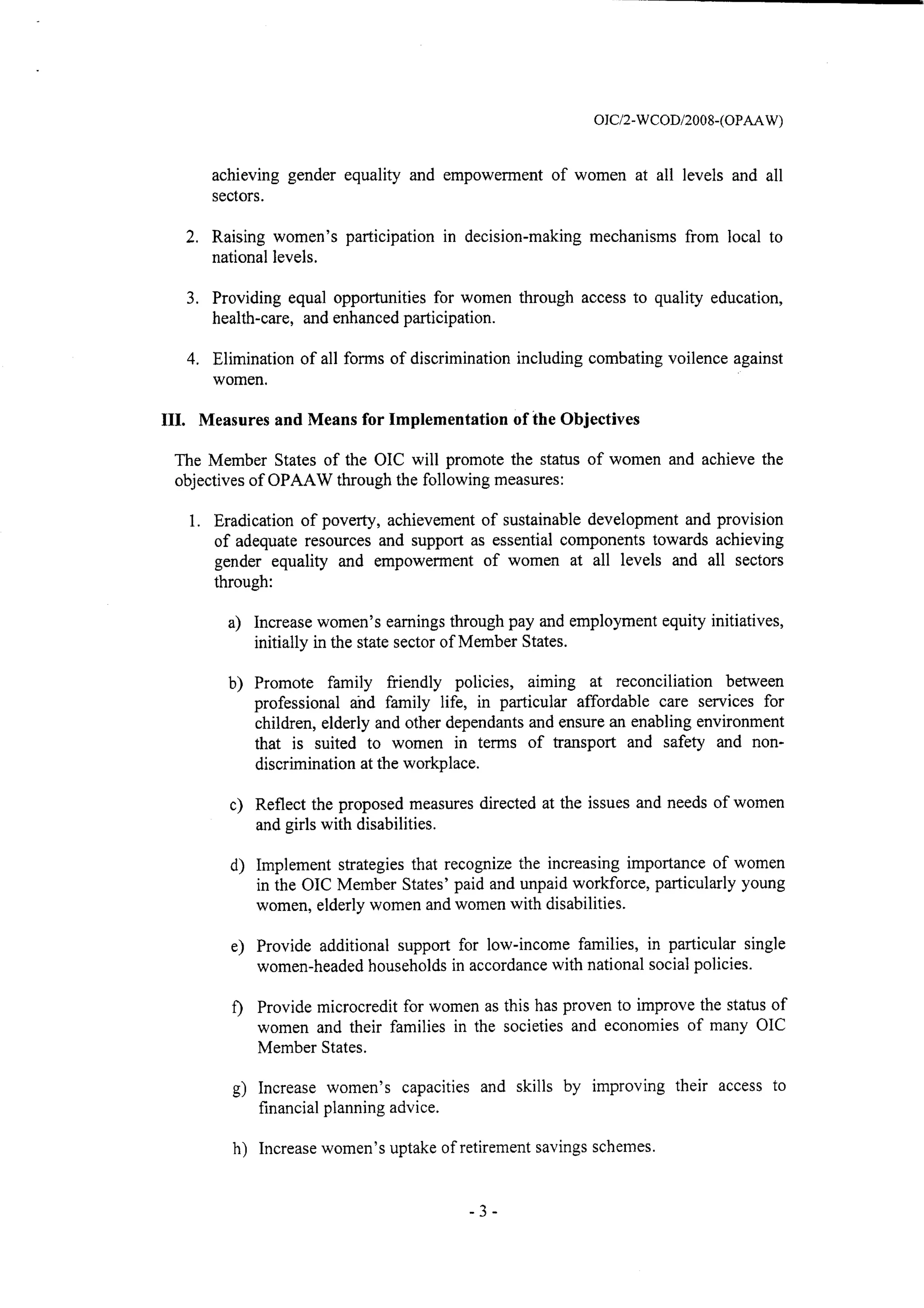 OIC Plan of Action for Advancement of Women 2010_english | PDF