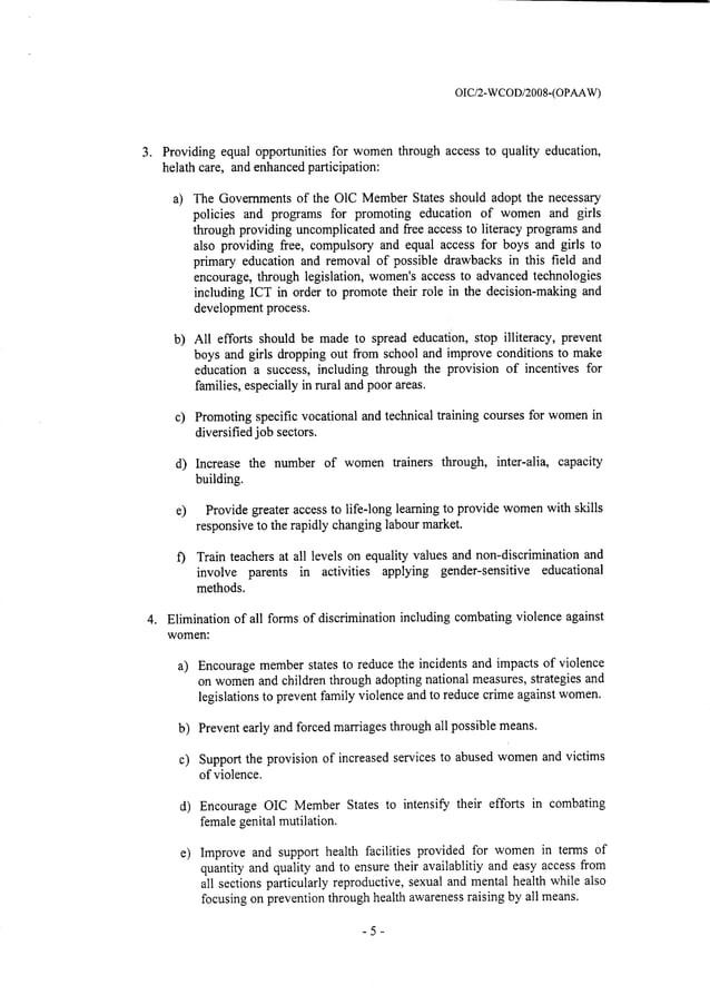 OIC Plan of Action for Advancement of Women 2010_english | PDF