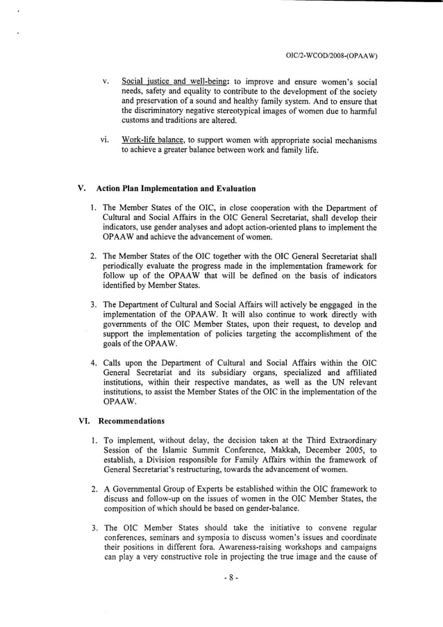 OIC Plan of Action for Advancement of Women 2010_english | PDF