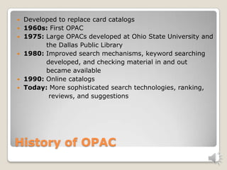 Opac introduction | PPTX | Search | Internet