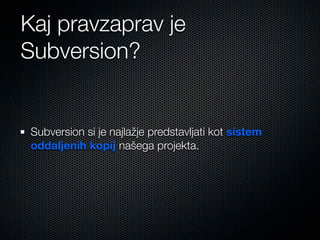 Subversion in Redmine implementacija | PPT