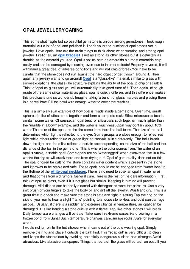 Opal jewellery caring | DOCX